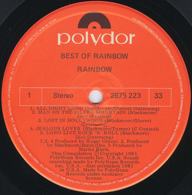 Tapio's Ronnie James Dio Pages: Rainbow Compilation LP Discography