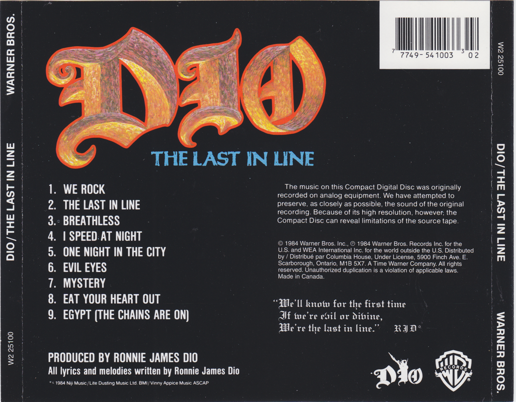 Tapio's Ronnie James Dio Pages: Dio CD Discography, May 1983-March 1986