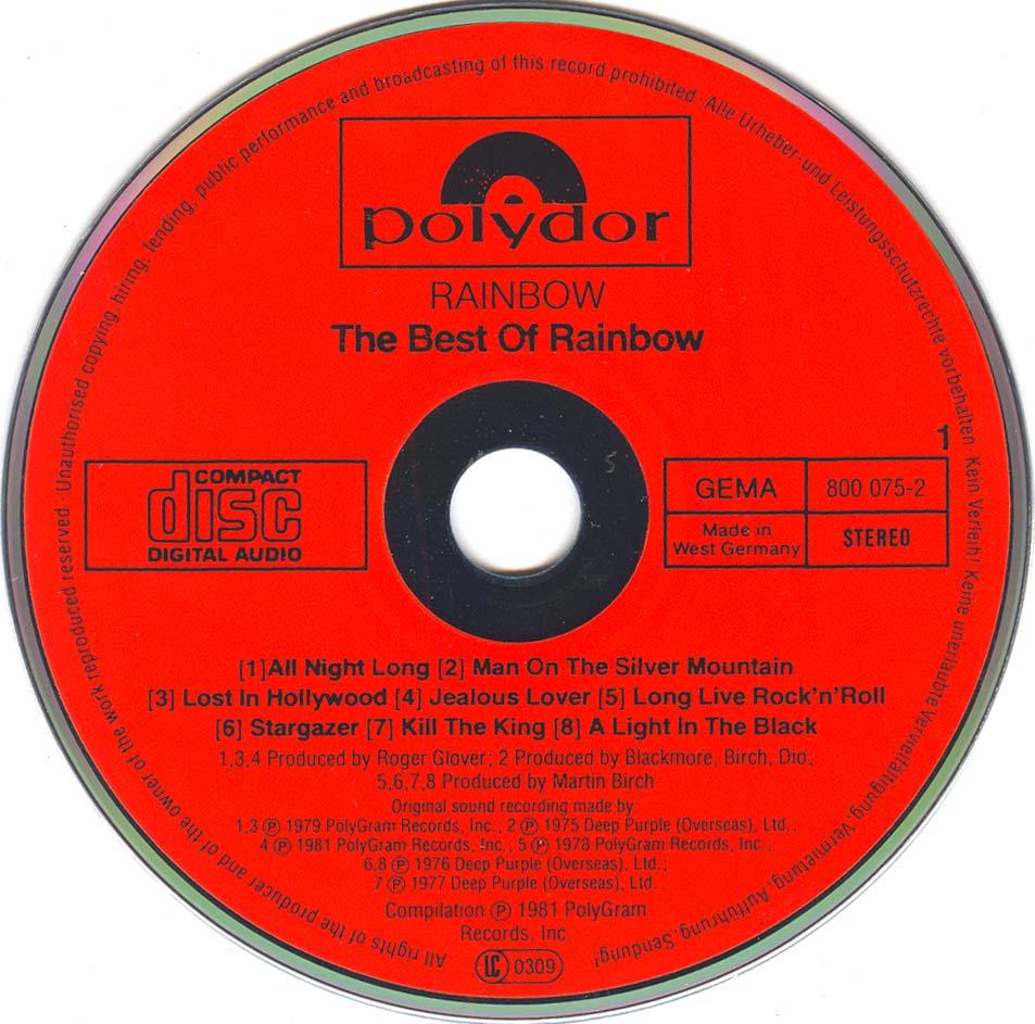 Tapio's Ronnie James Dio Pages: Rainbow Compilation CD Discography