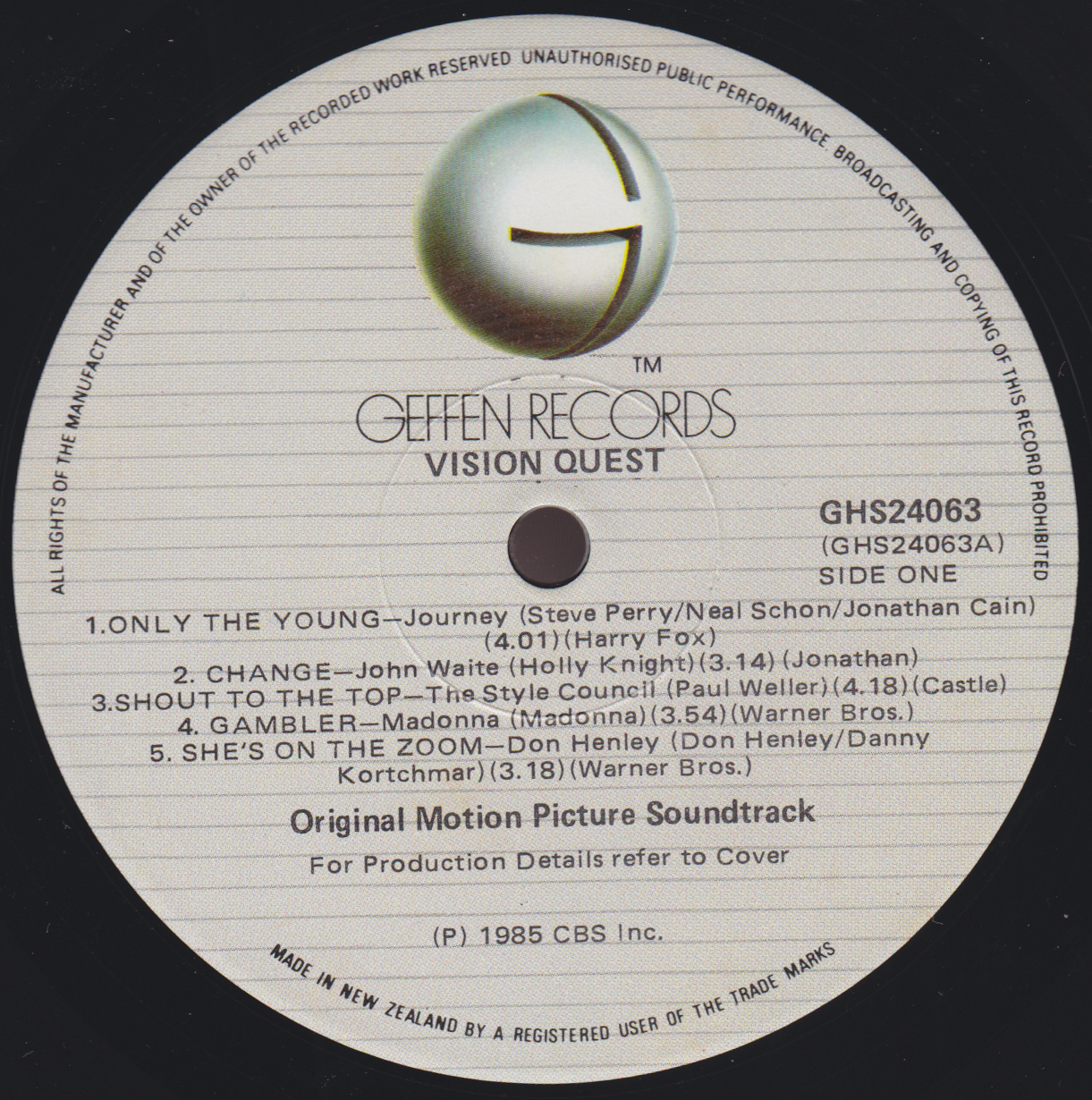 Tapio's Ronnie James Dio Pages: Vision Quest Soundtrack LP Discography